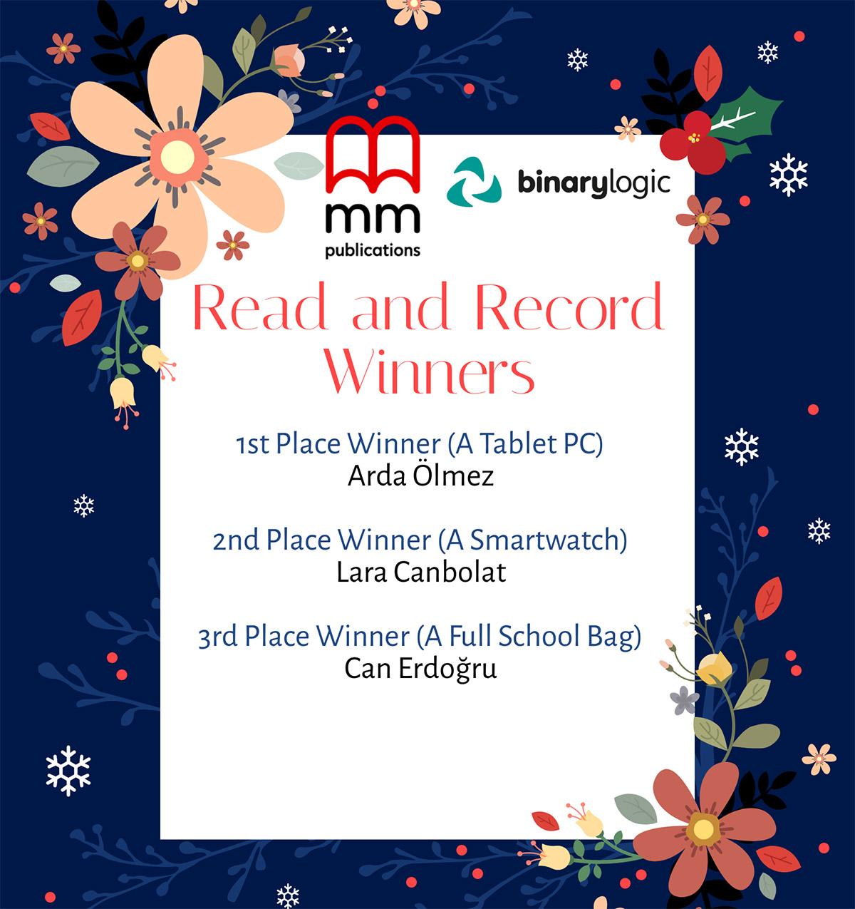 Read and Record Yarışma Sonuçları - MM Publications Türkiye